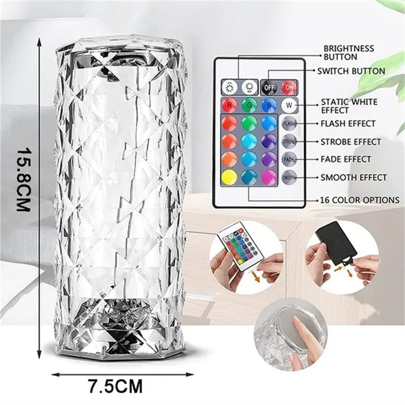 Crystal LED Diamond Touch Lamp – Adora Delight